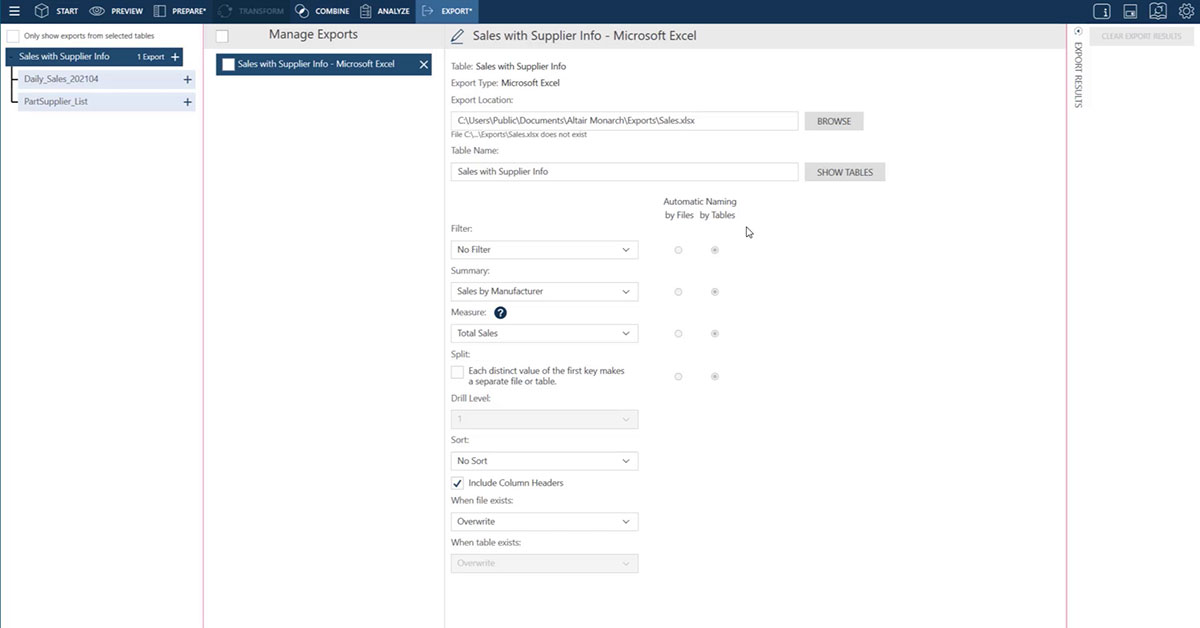 Get Started with Altair Monarch | Part 10: Export Data